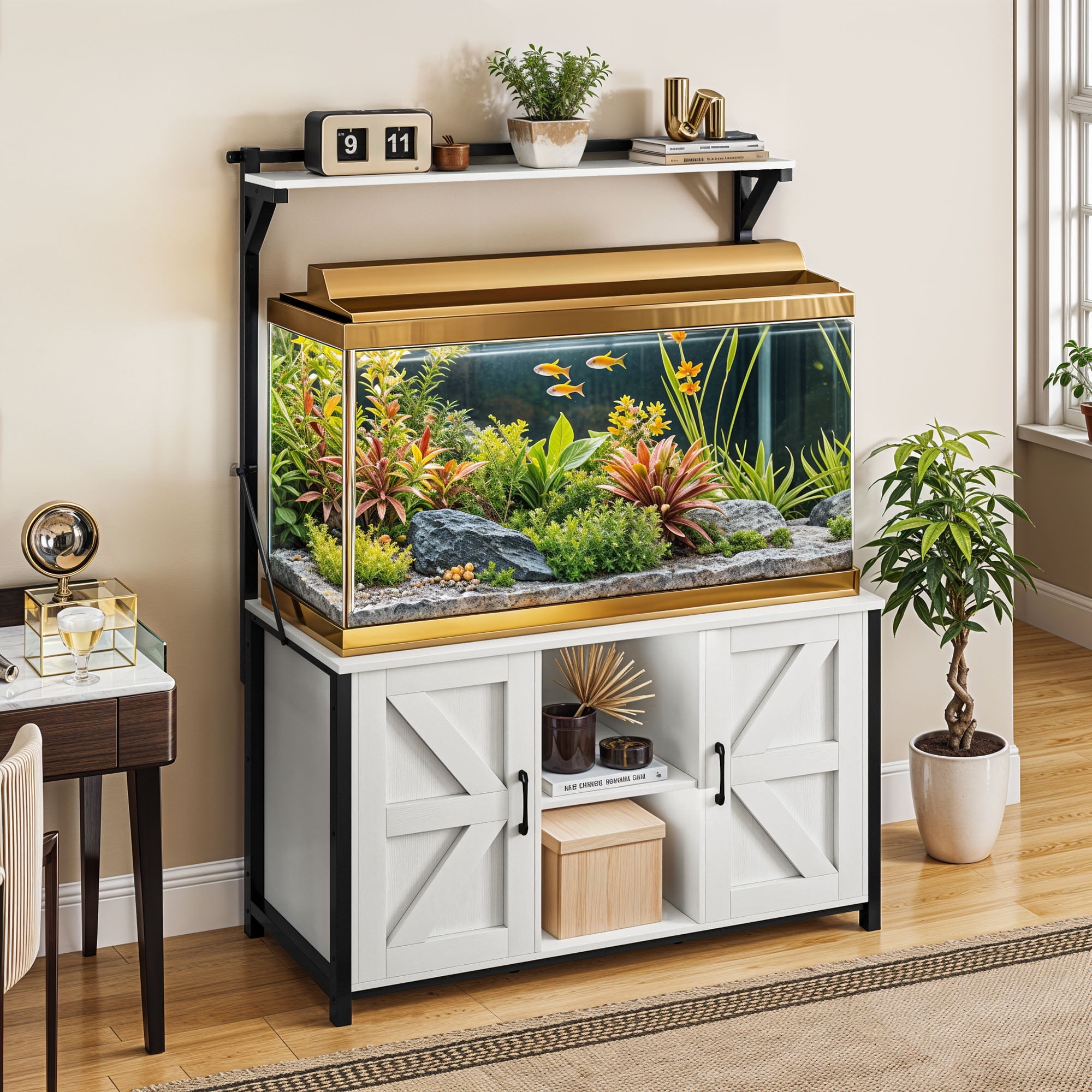 Uforic 120 Gal Metal Fish Tank Stand w/ Shelf and Cabinet, 1100 Lbs ...