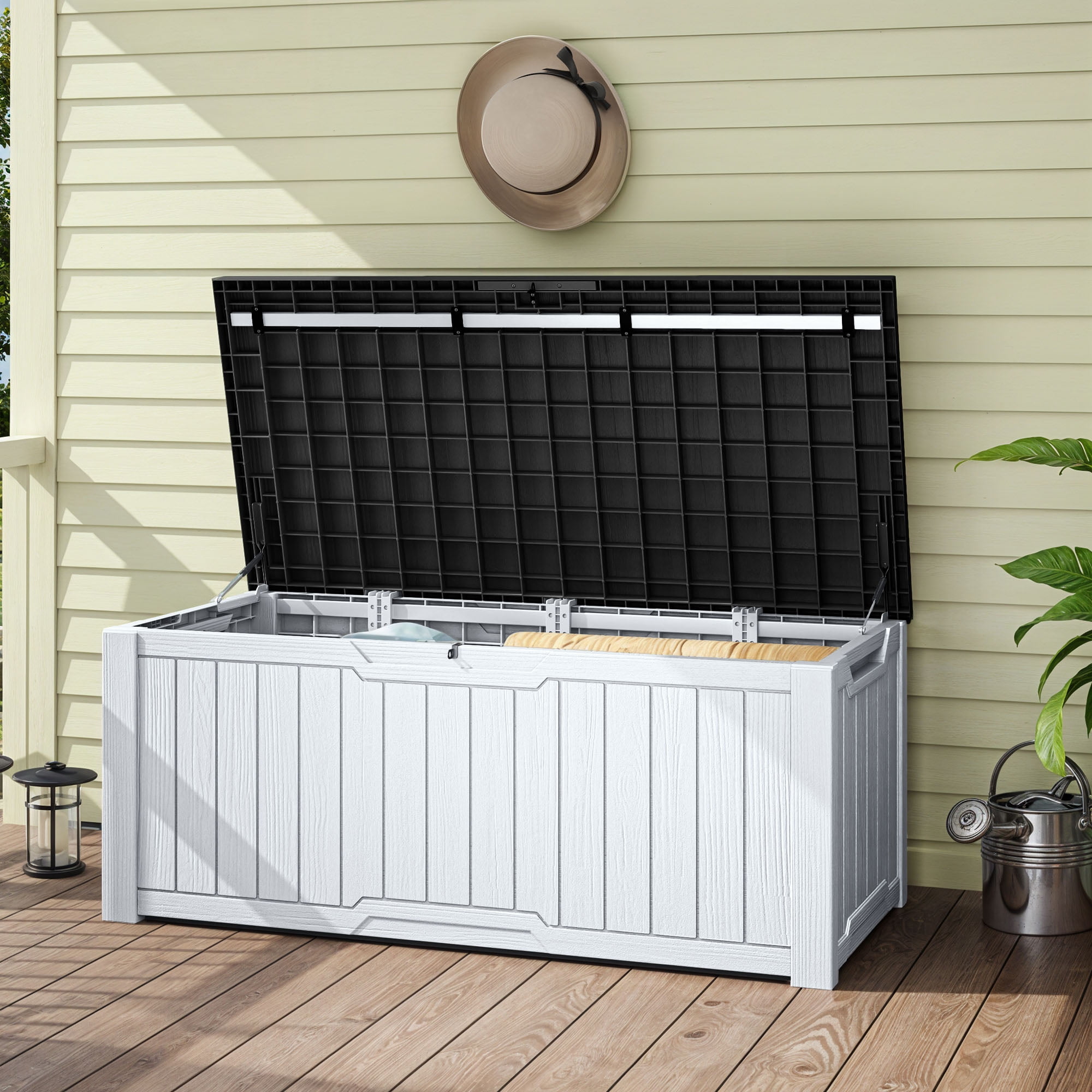 Uforic 120 Gallon Large Resin Deck Box, Outdoor Patio Storage Box w ...
