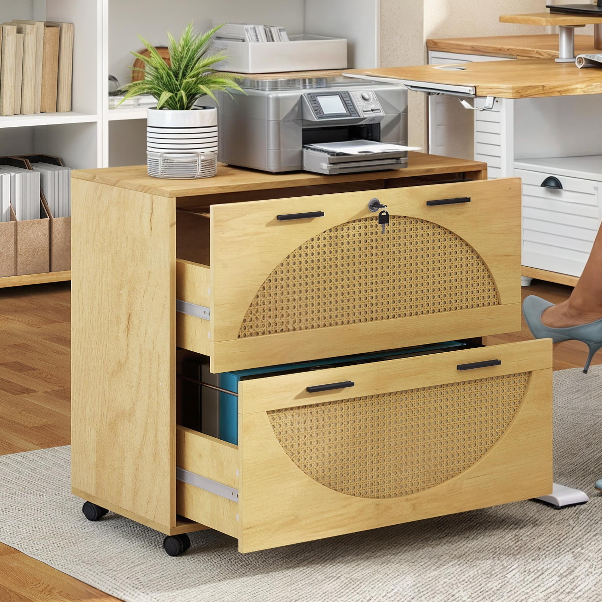 Uforic 2 Drawer File Cabinet with Lock, Rolling Storage with Charging ...