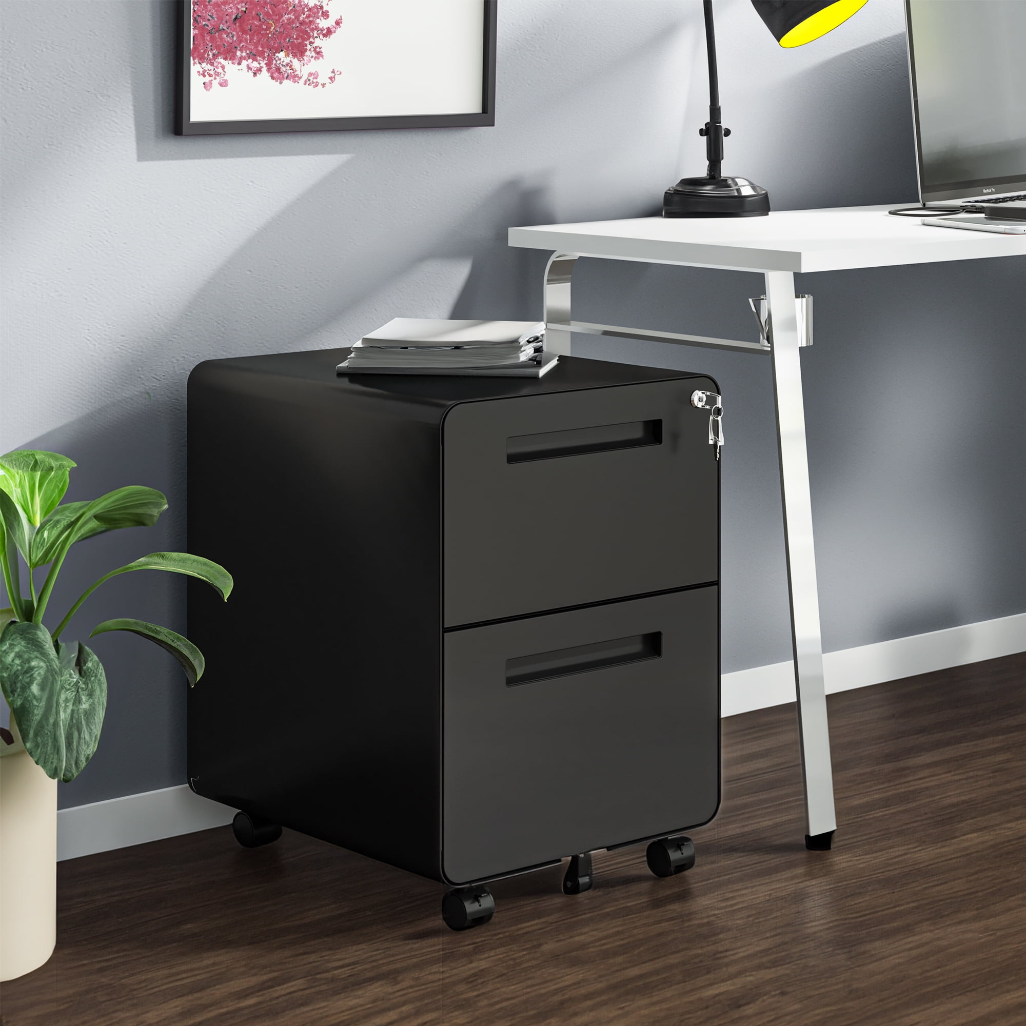 Uforic 2 Drawer Rolling File Cabinet, Metal Mobile Vertical Filing ...