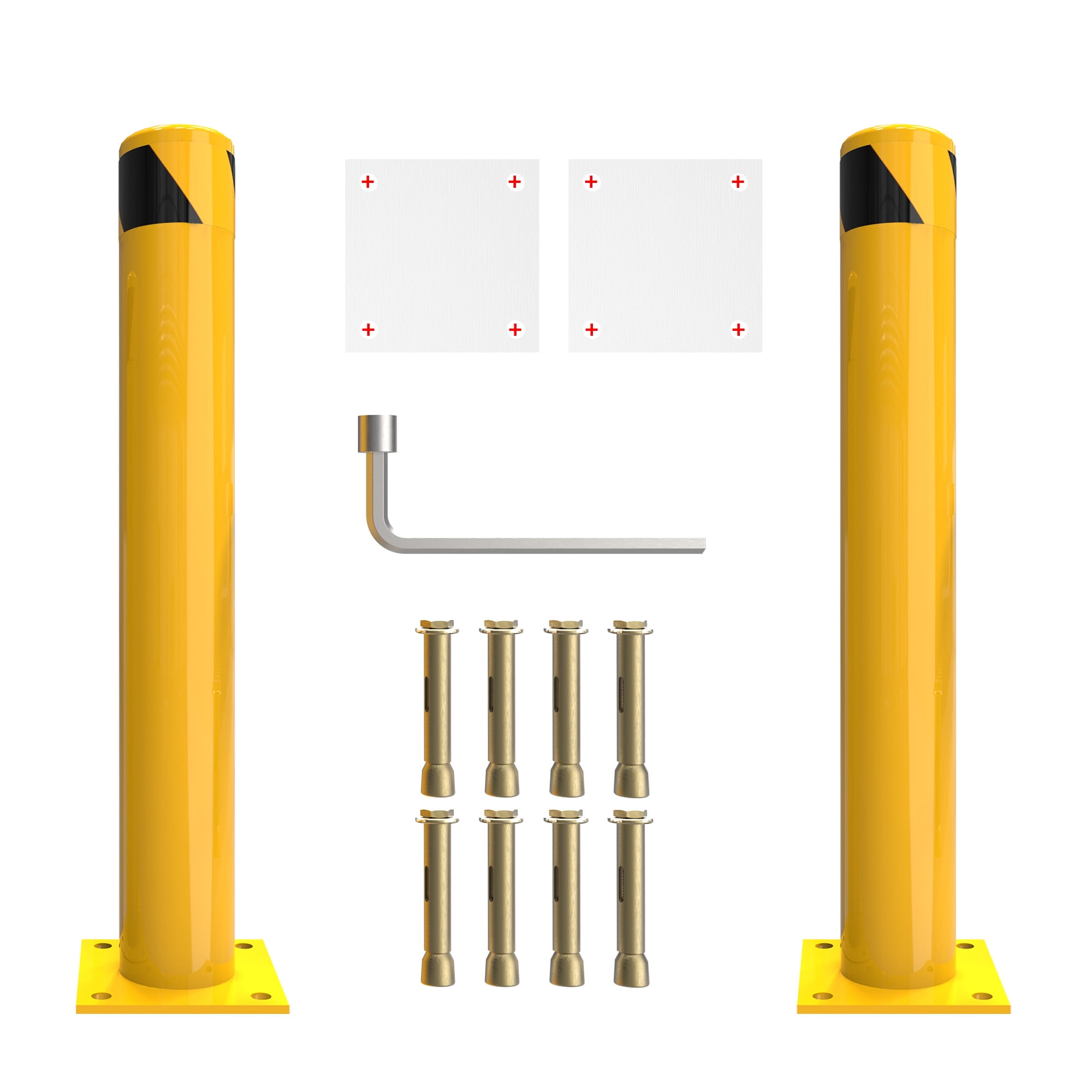 Uforic 2-Piece 42" x 4.5" Steel Safety Bollard Post – Fluorescent ...