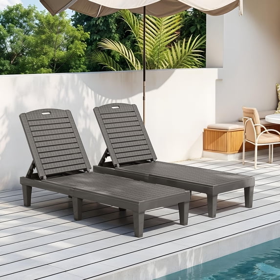 Uforic 2-Piece Outdoor Chaise Lounge Chairs, 5-Position Adjustable ...