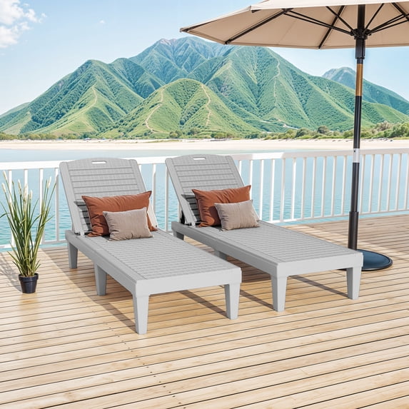 Uforic 2-Piece Outdoor Chaise Lounge Chairs, 5-Position Adjustable ...