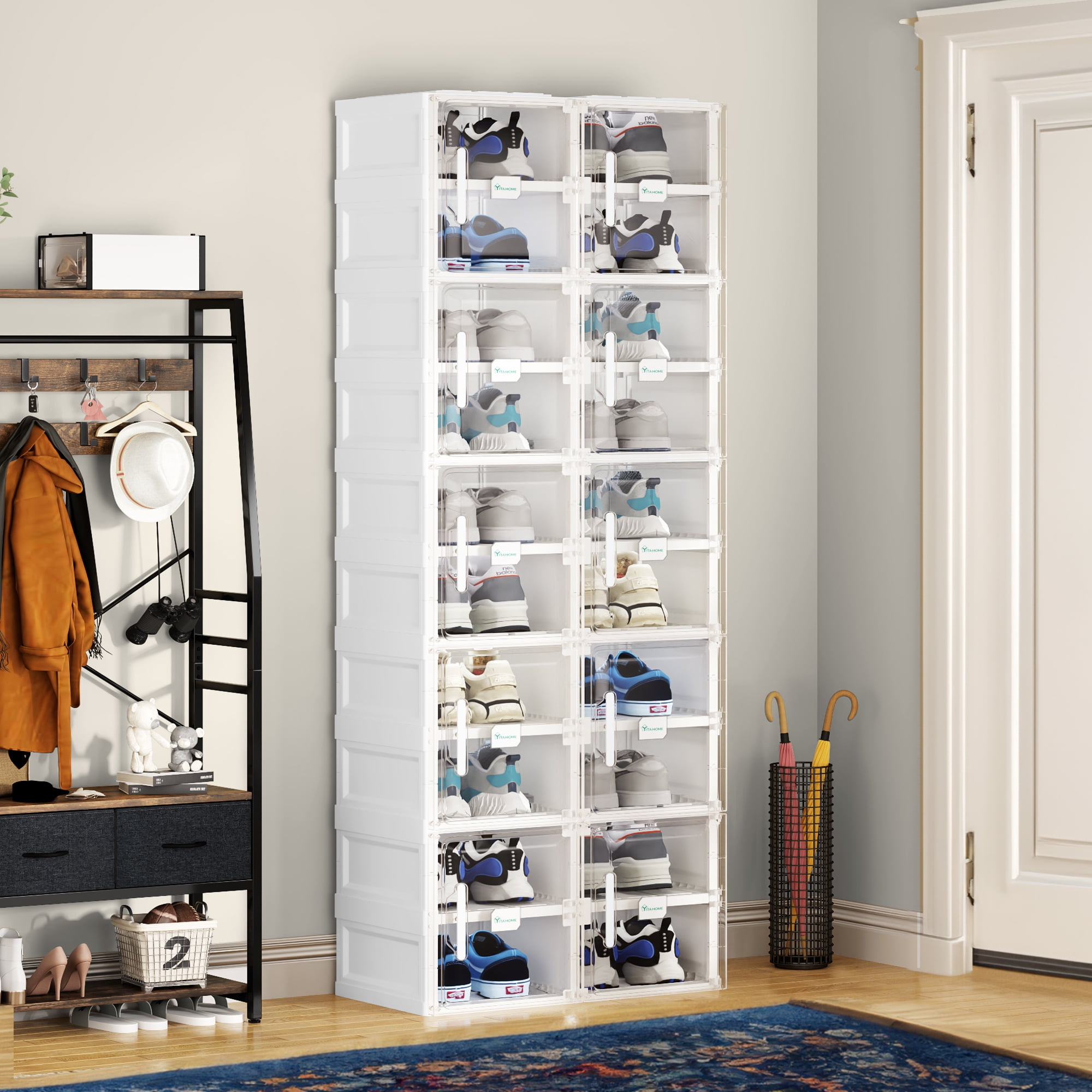 Uforic 20 Pack Shoe Boxes,Installation-Free Shoe Storage Organizer ...