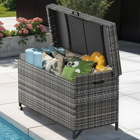 "BiFanuo 100 Gallon Deck Box, Waterproof Resin Outdoor Storage ...