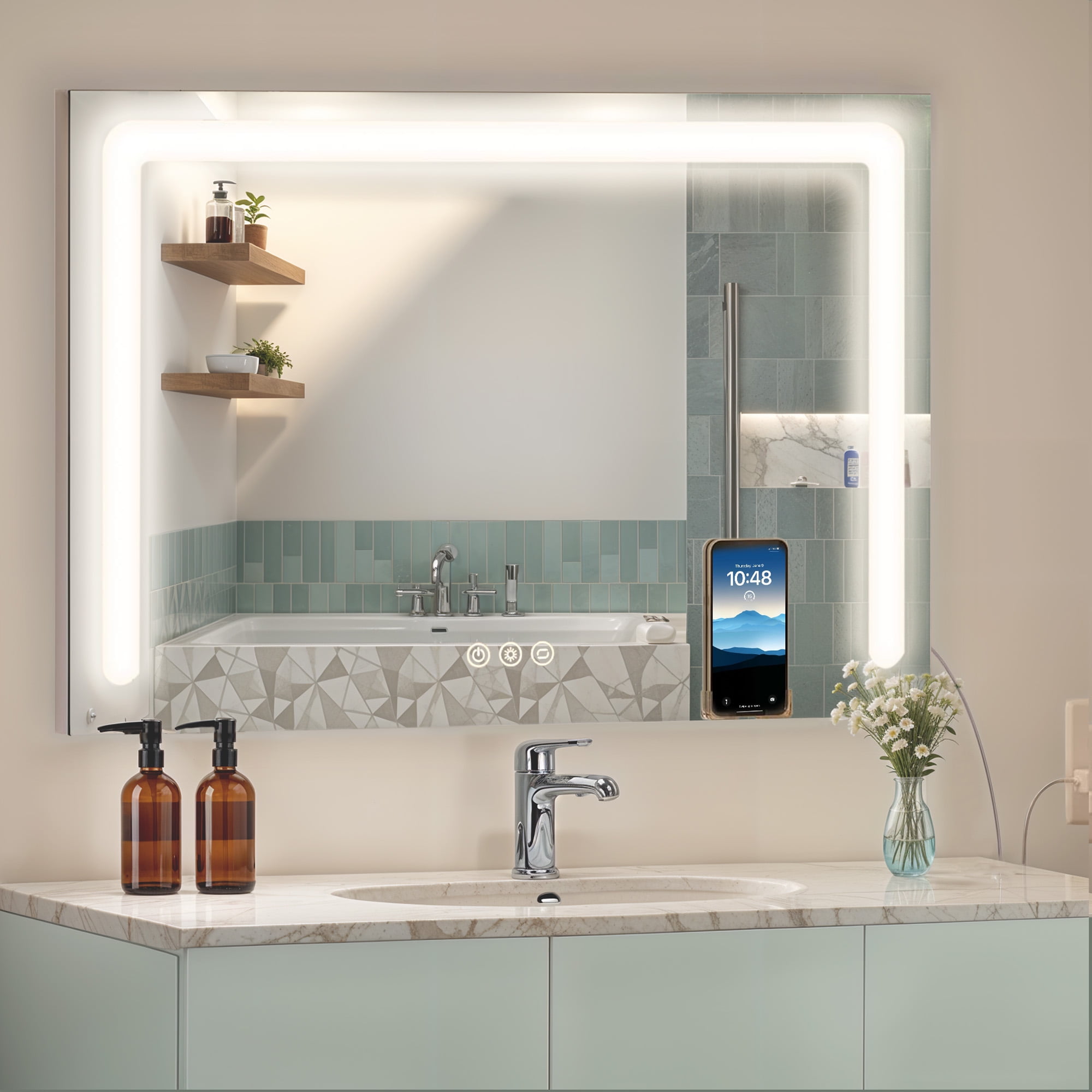 Uforic 23''x17'' Vanity Mirror with LED Lights & USB, Vanity Makeup ...