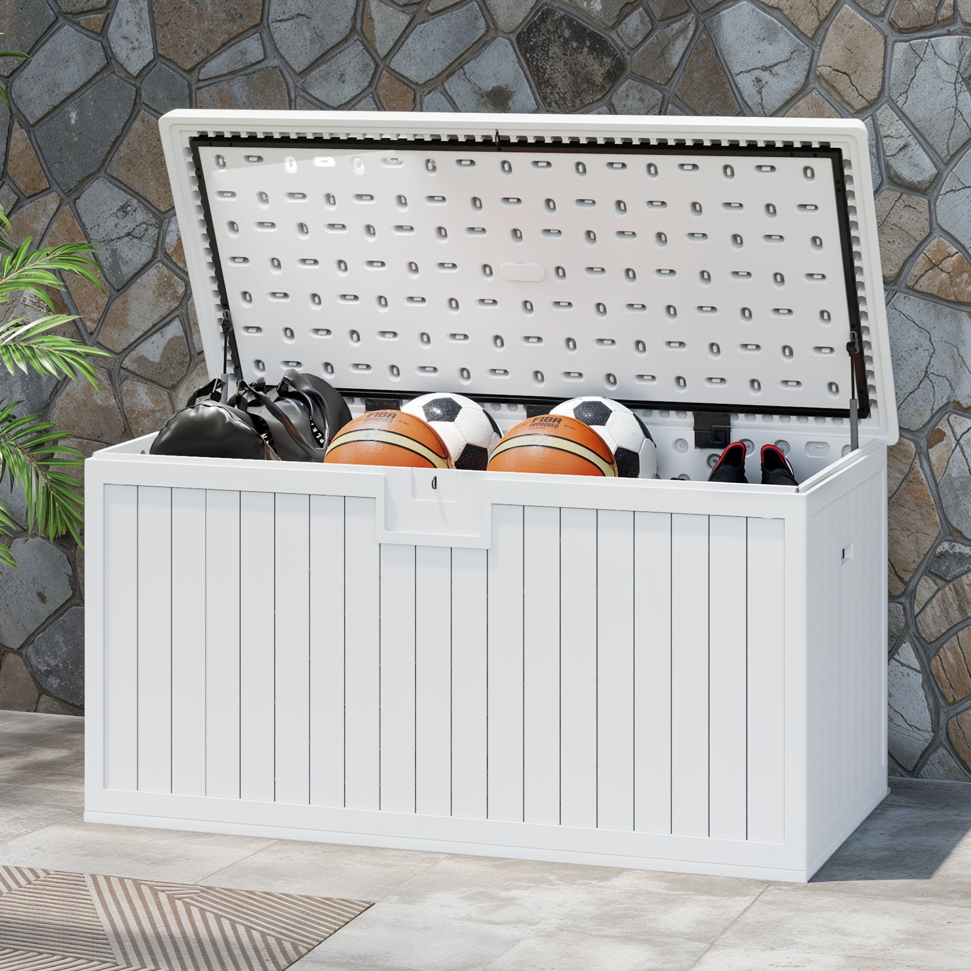 Uforic 230 Gallon Extra Large Outdoor Deck Box, Double-Wall Resin ...