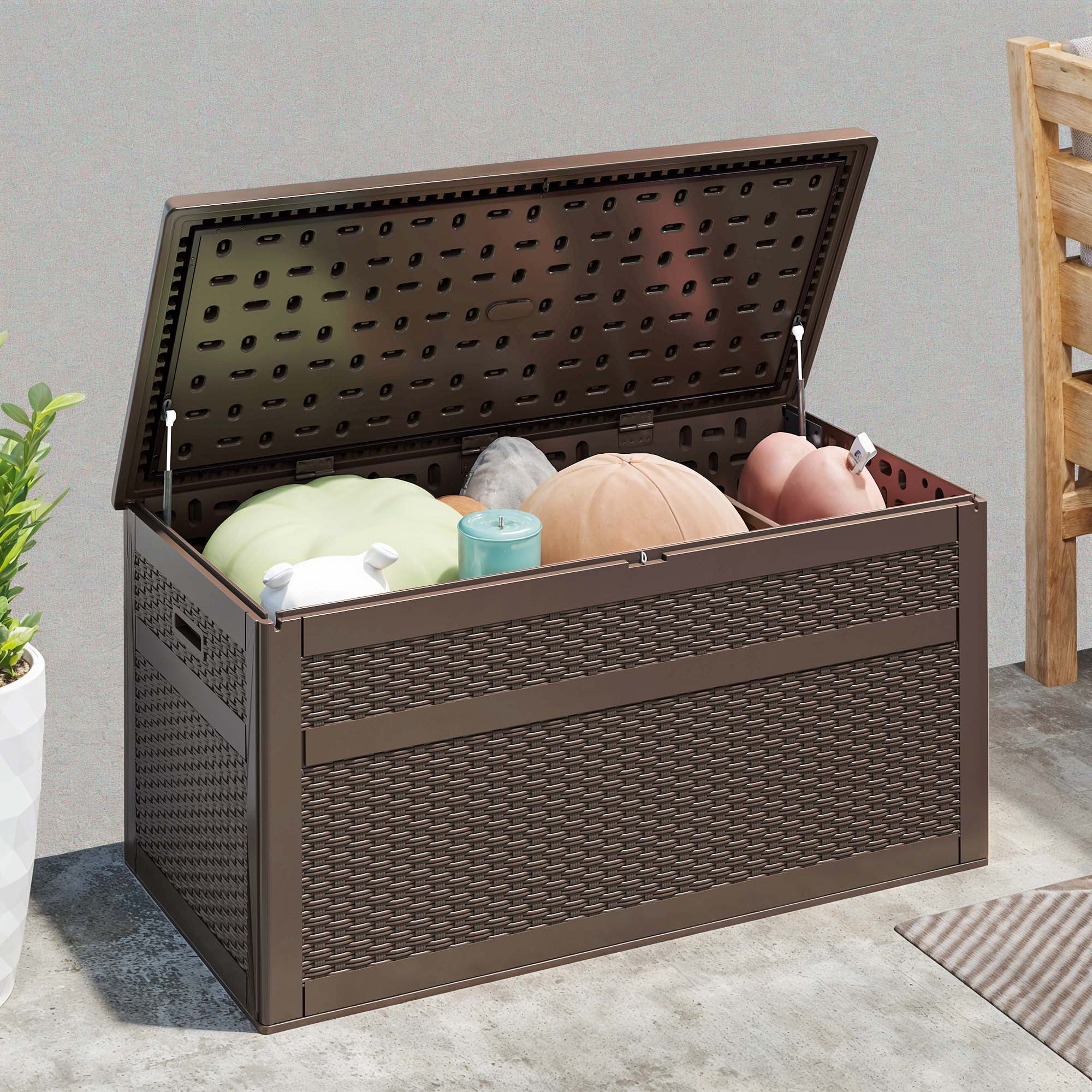 Uforic 230 Gallon Extra Large Outdoor Patio Deck Box, Double-Wall ...