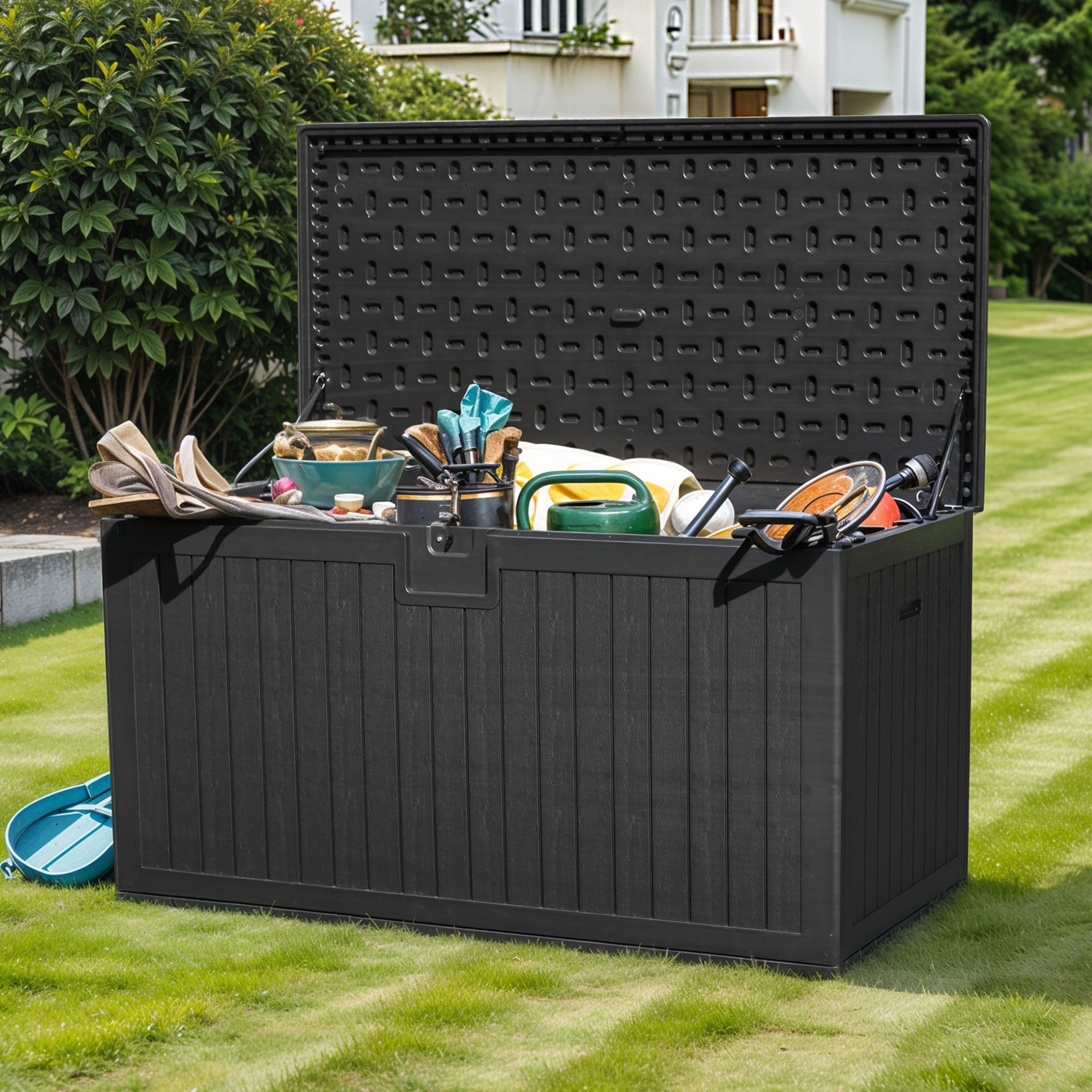 Uforic 230 Gallon Large Deck Box, Outdoor Weatherproof Resin Storage ...