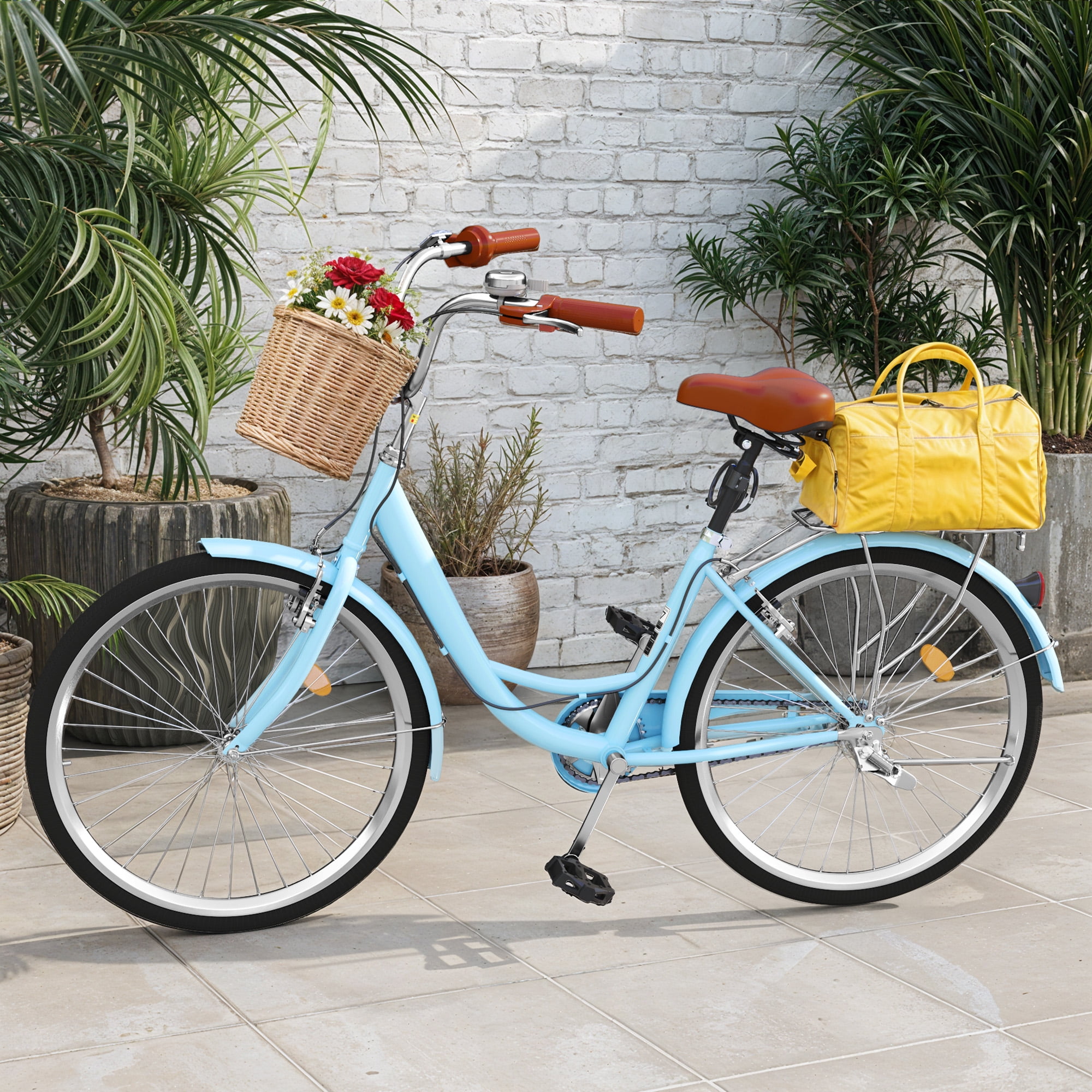 Uforic 24" Beach Cruiser Bike for Women and Men, Adjustable Seat Single ...