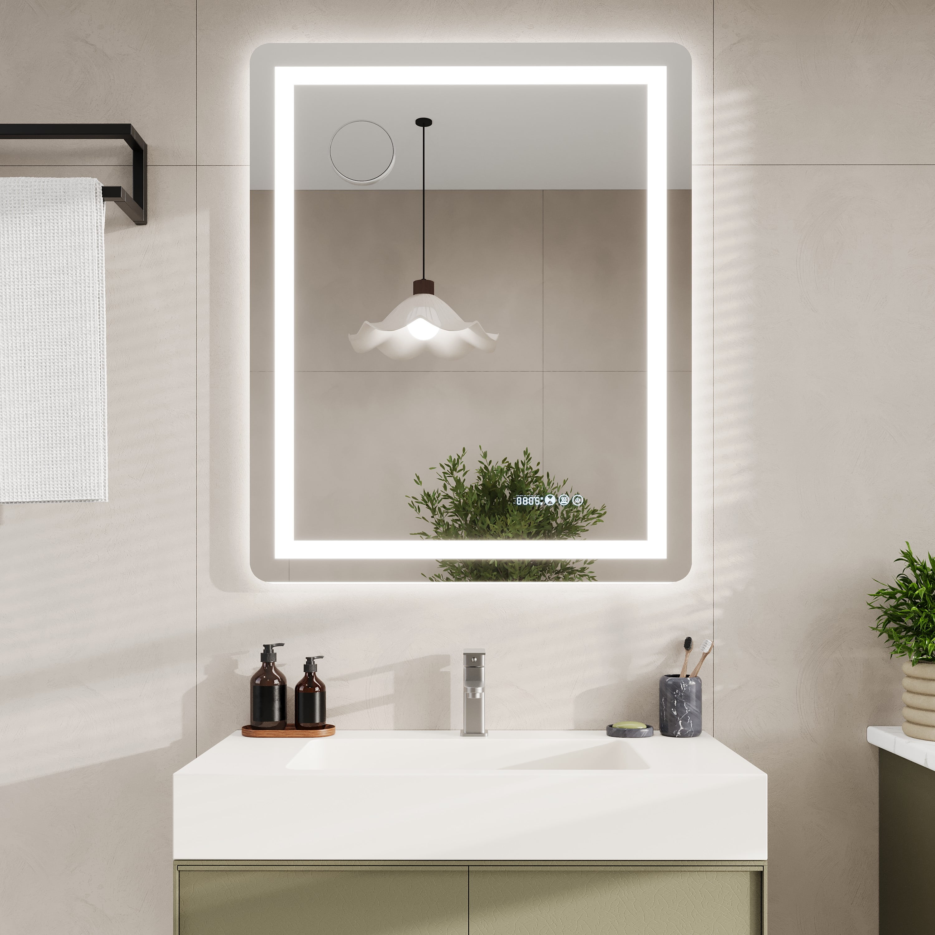 Uforic 24"X32" LED Bathroom Mirror with Front Light and Backlit,3 ...
