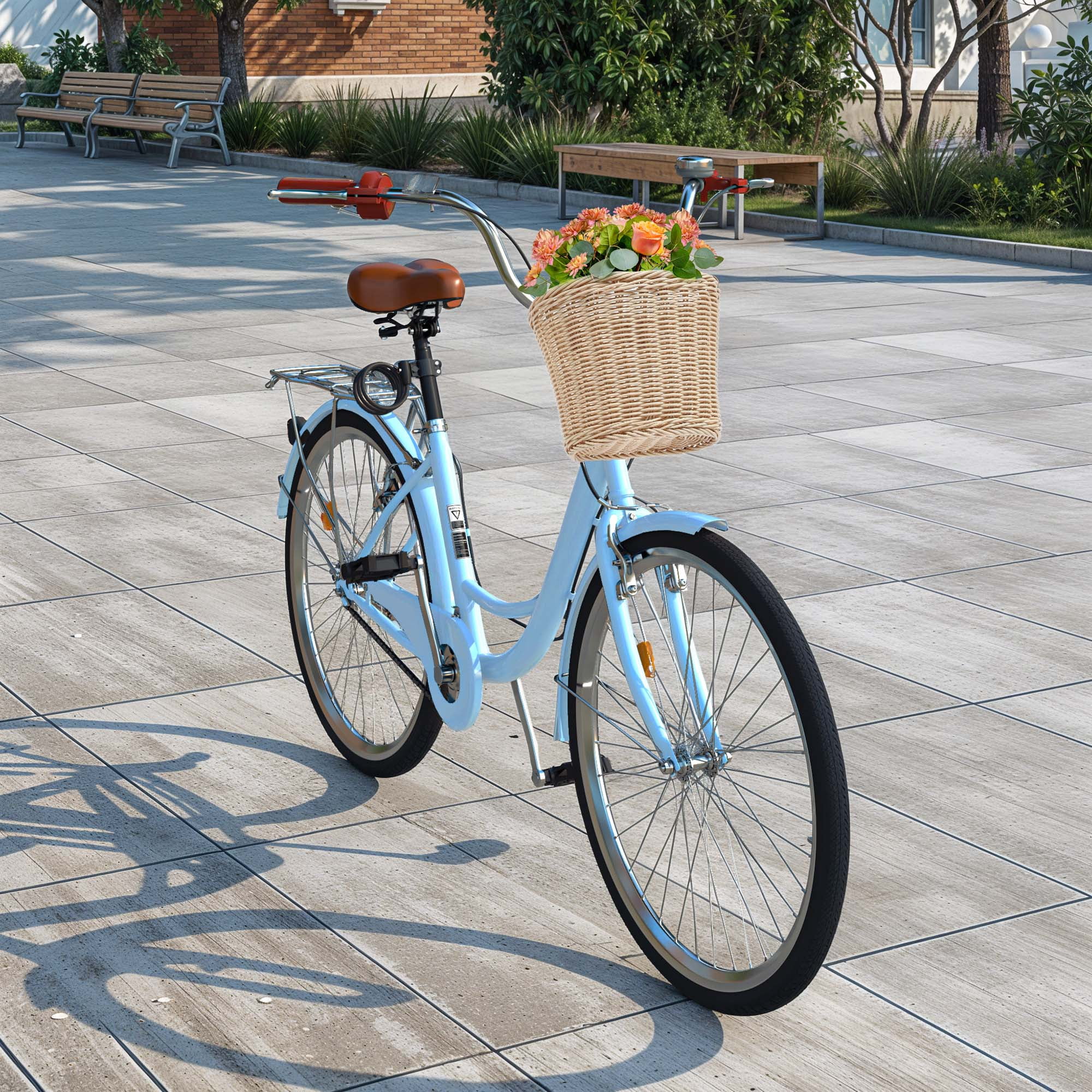 Uforic 26" Beach Cruiser Bike for Women, Adjustable Seat Single-Speed ...