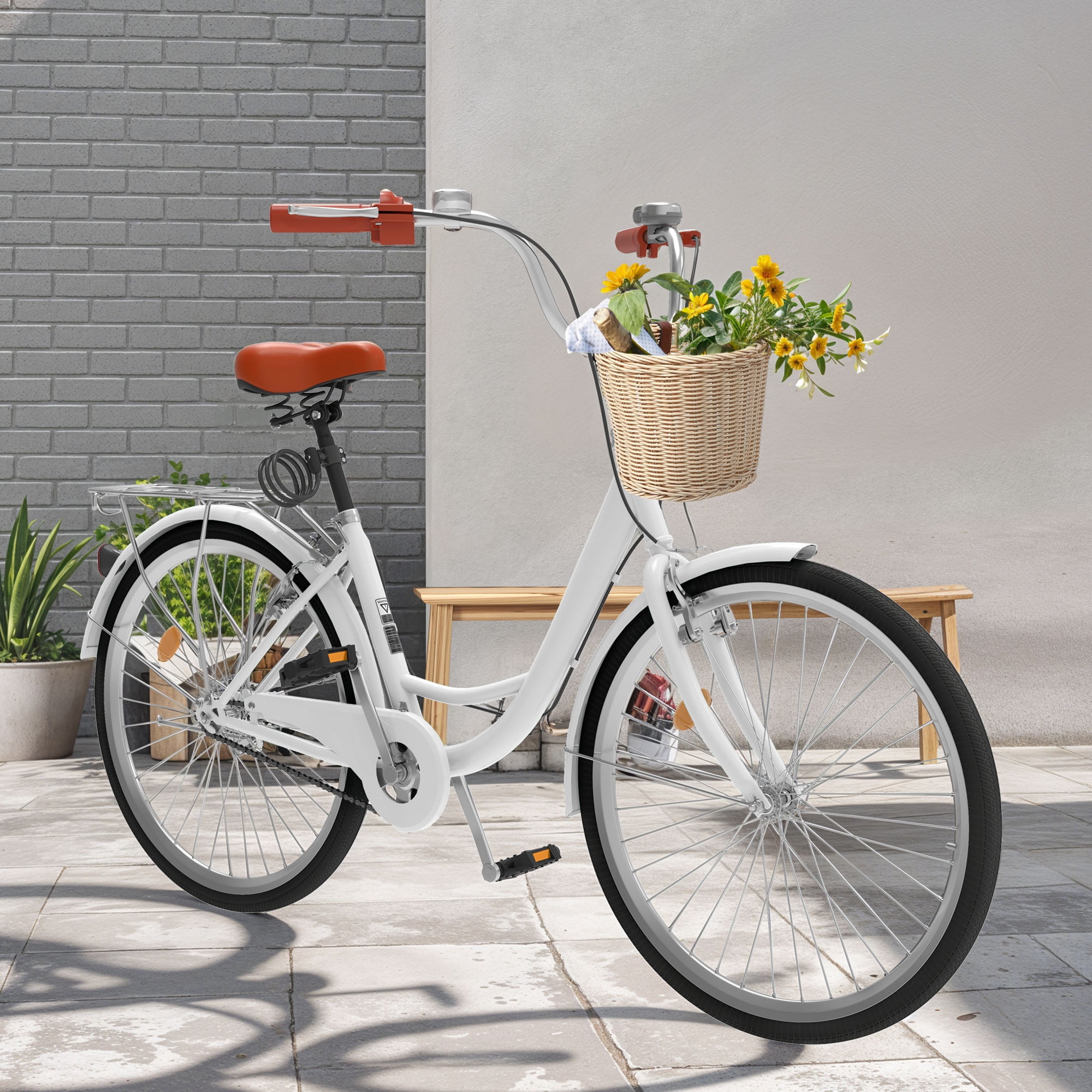 Uforic 26" Beach Cruiser Bike for Women, Adjustable Seat Single-Speed ...