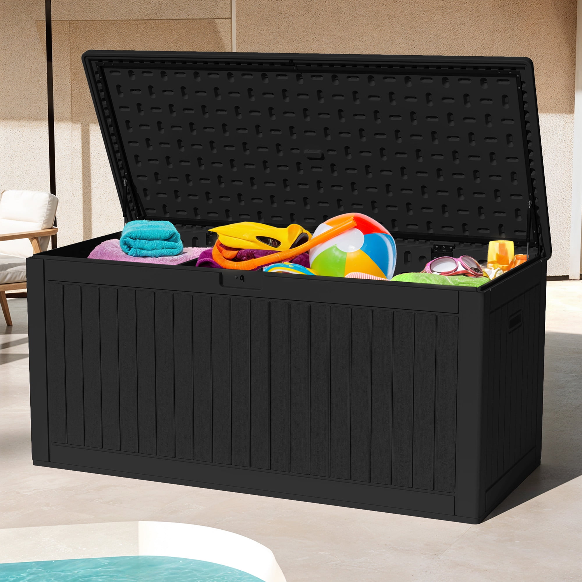 Uforic 260 Gallon Extra Large Outdoor Deck Box, Double-Wall Resin ...