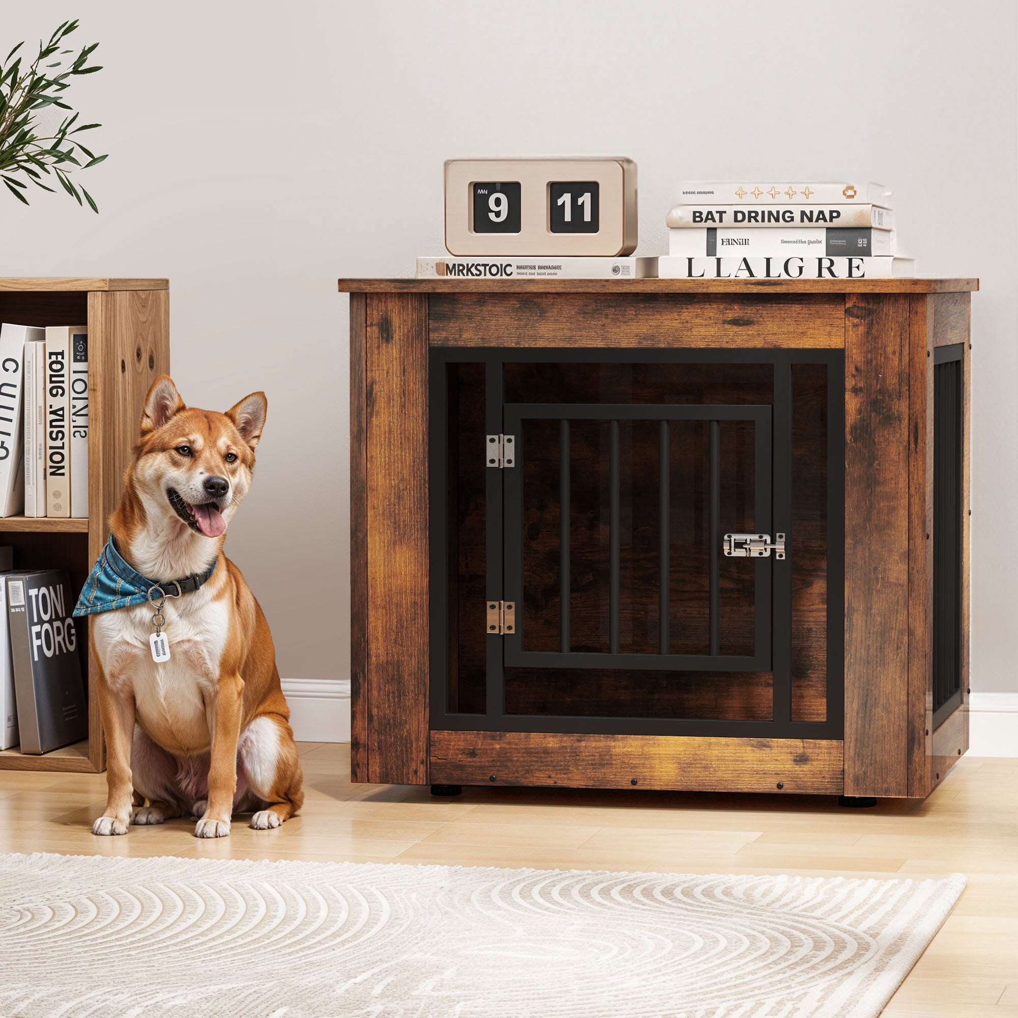 Uforic 27"L Wooden Dog Crate Furniture with Steel Lock,for Small Dogs ...