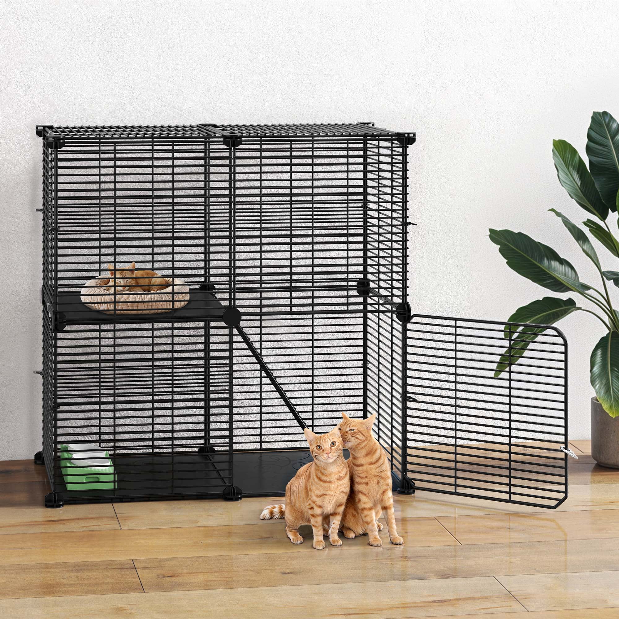 Uforic 28" 2-Tier Cat Cage - Metal Playpen and Indoor DIY Enclosure for ...