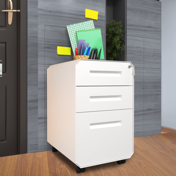 Uforic 3-Drawer Metal Filing Cabinet, Pre-Assembled Portable File ...