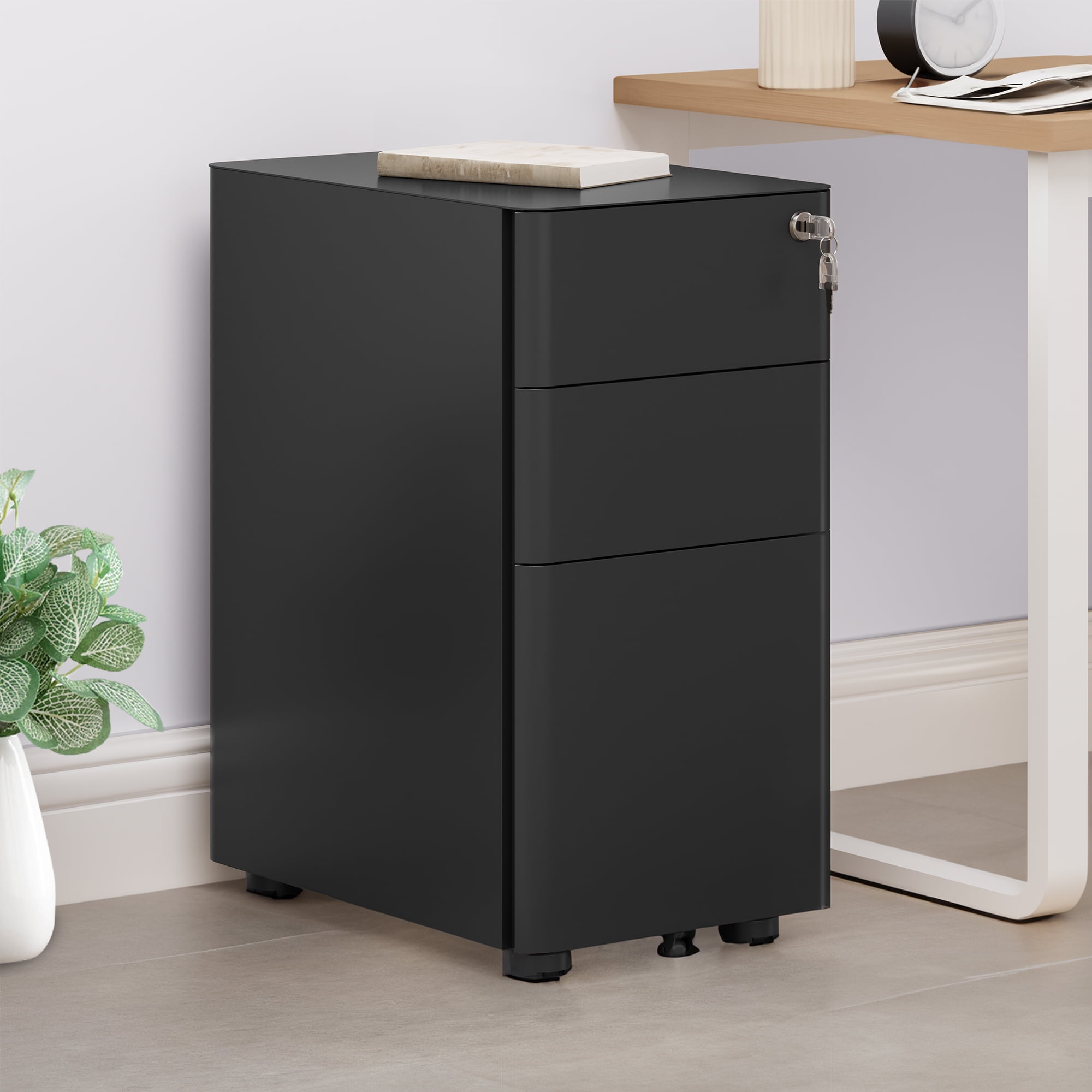Dextrus 3-Drawer Metal Office Filing Cabinet - Compact & Portable File ...