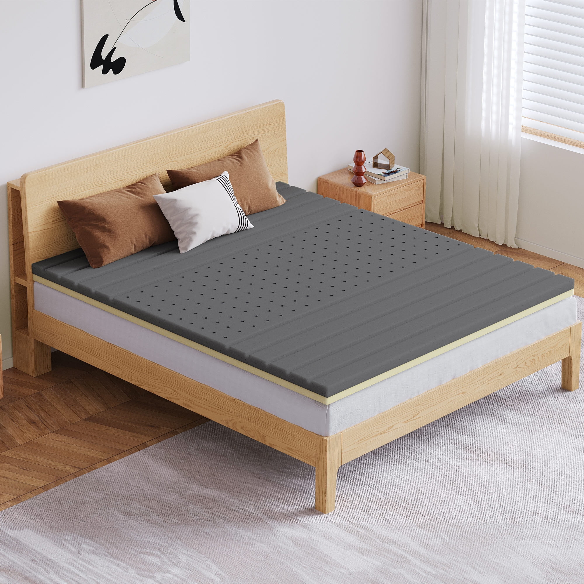 Uforic 3" Memory Foam Mattress Topper, Mattress Pad Bed Topper, King ...