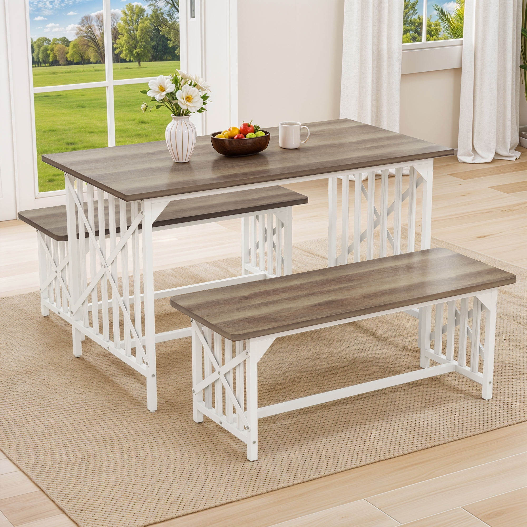 Uforic 3-Piece Dining Table Set for 4 People, Industrial Kitchen Table ...