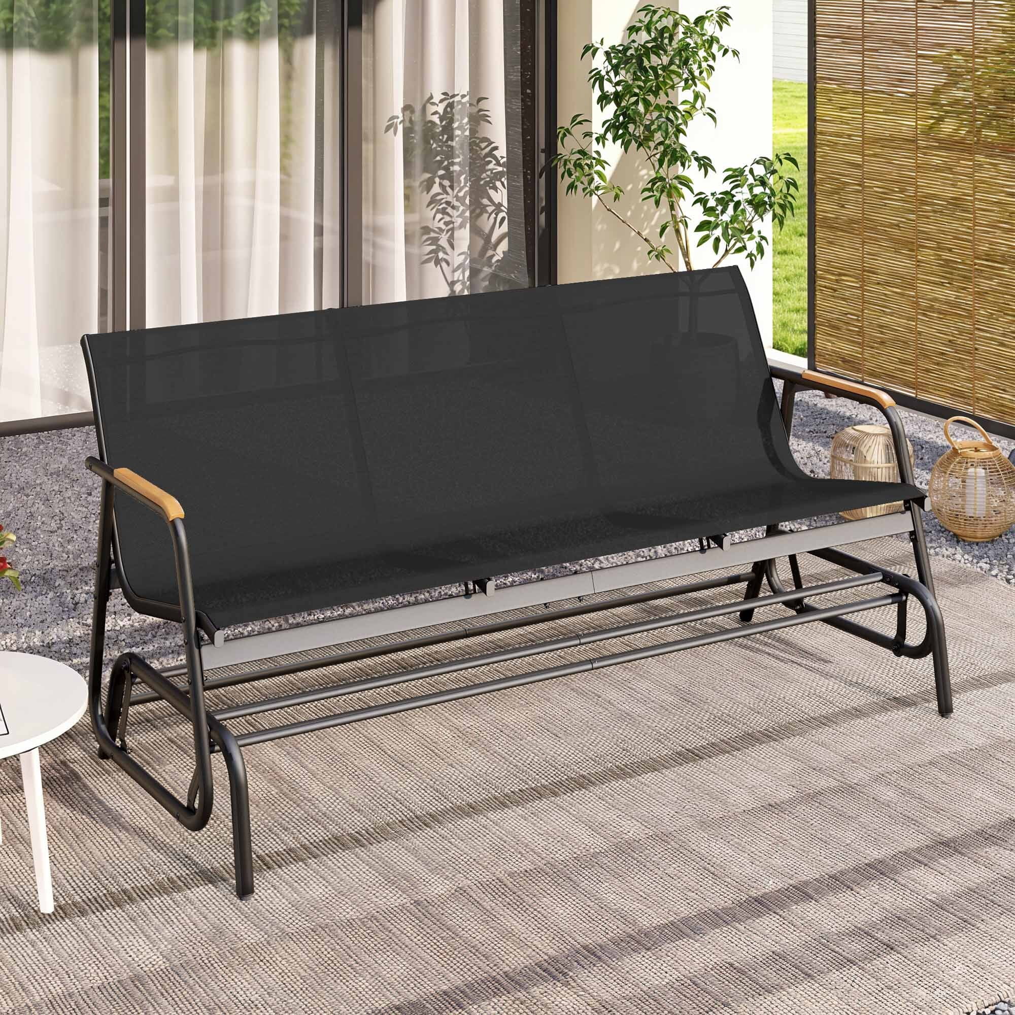 Uforic 3-Seat Patio Glider Bench, Outdoor Porch Swing with Breathable ...