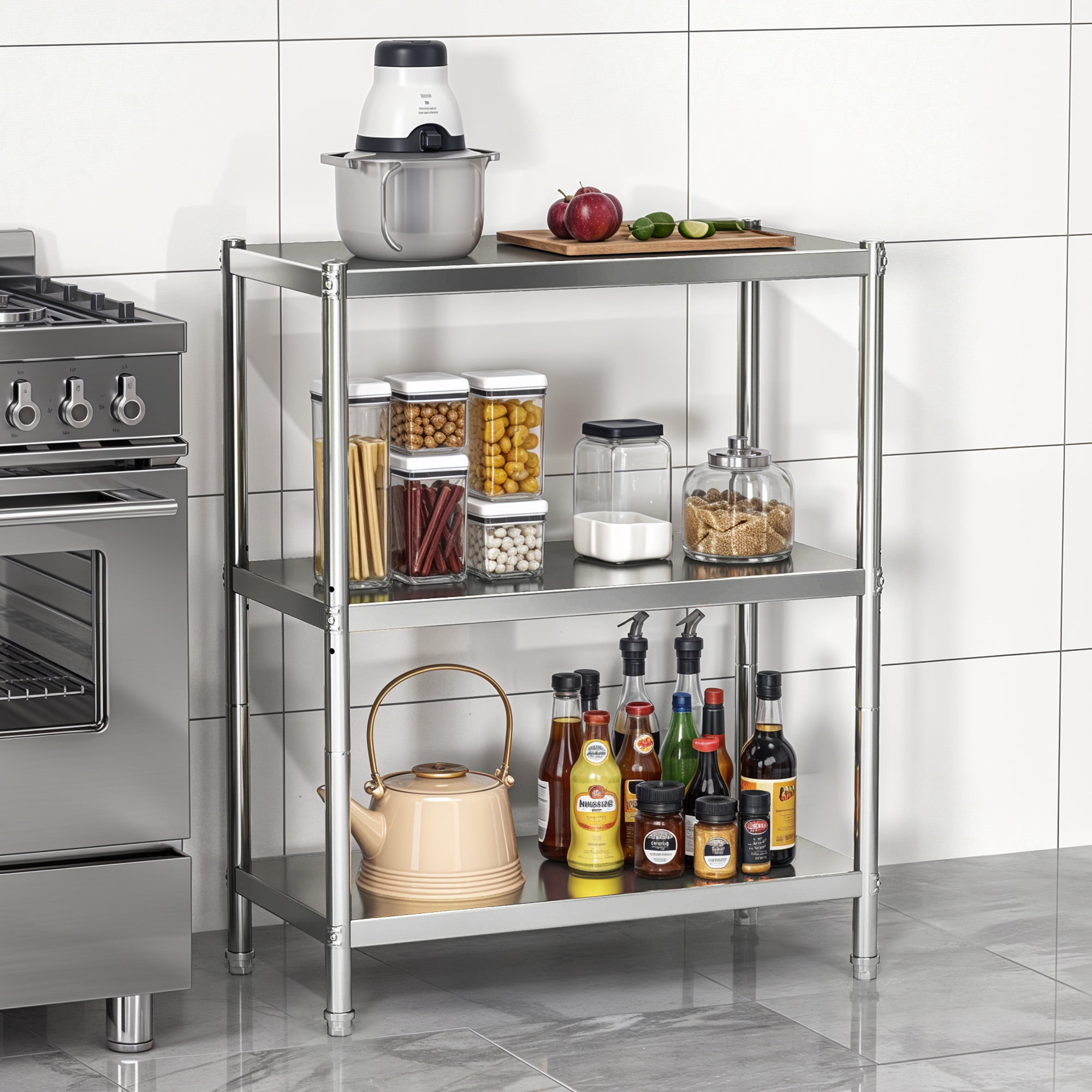 Uforic 3-Tier Stainless Steel Shelf, 36 x 18 x 48 Inches, Adjustable ...