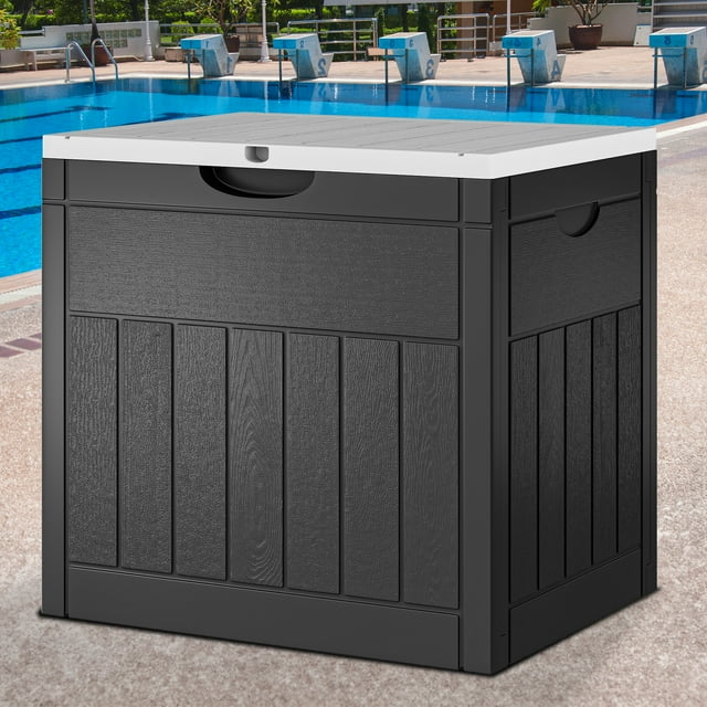 Uforic 30 Gallon Outdoor Storage Box, Weatherproof Resin Deck Box with ...