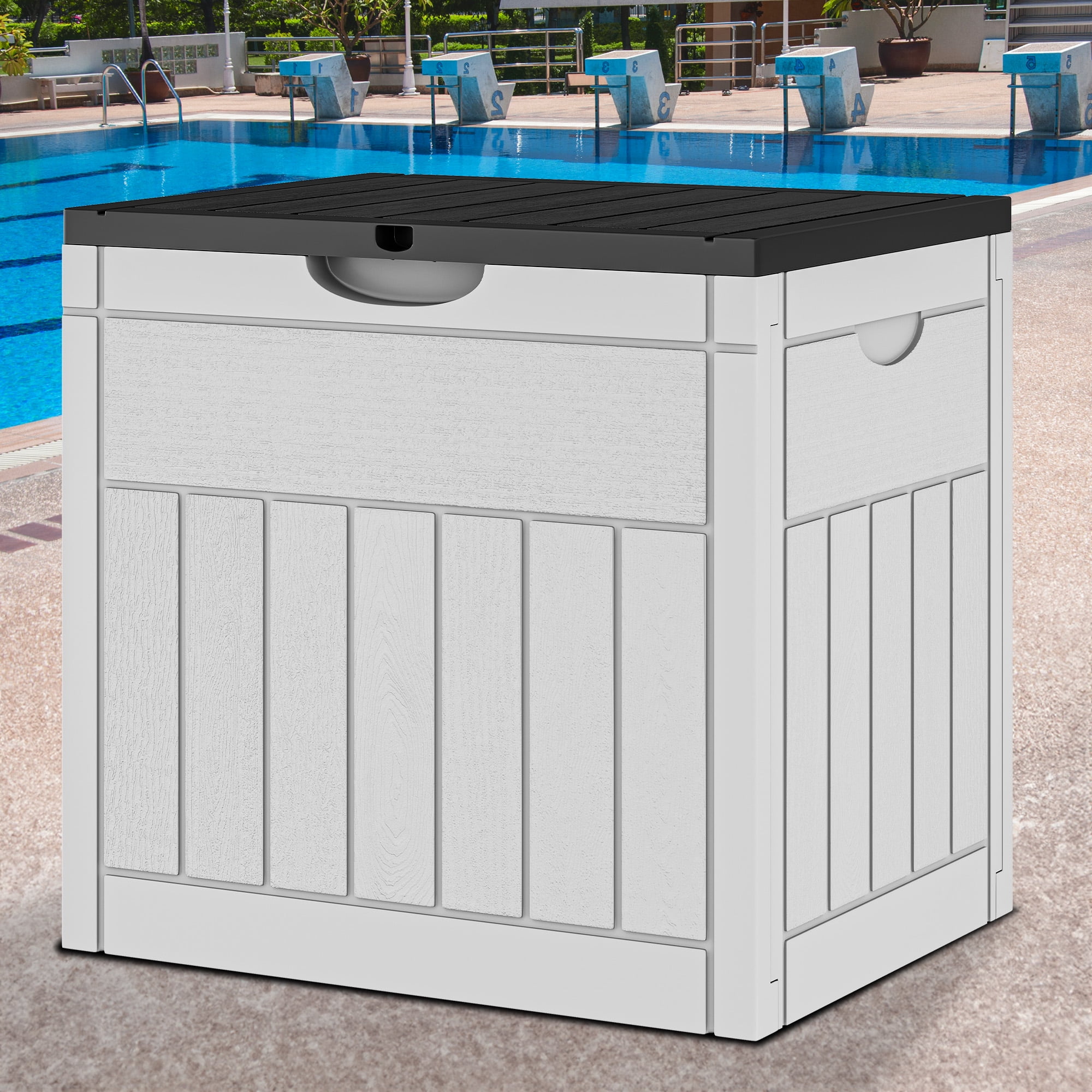 Uforic 30 Gallon Outdoor Storage Box, Weatherproof Resin Deck Box with ...