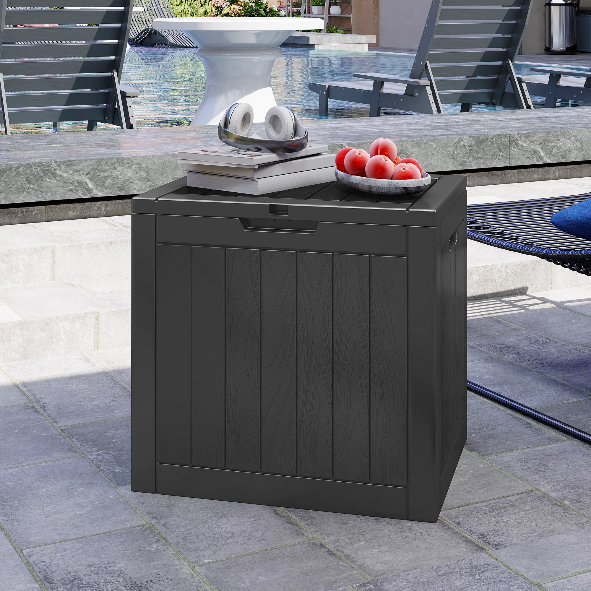 Uforic 31 Gallon Lockable Resin Outdoor Storage Box, Waterproof Deck ...