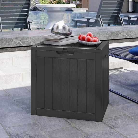 Uforic 31 Gallon Lockable Resin Outdoor Storage Box, Waterproof Deck ...