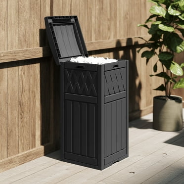 Coraluna 38 Gallon Large Outdoor Trash Can, Waterproof Resin Hideaway ...
