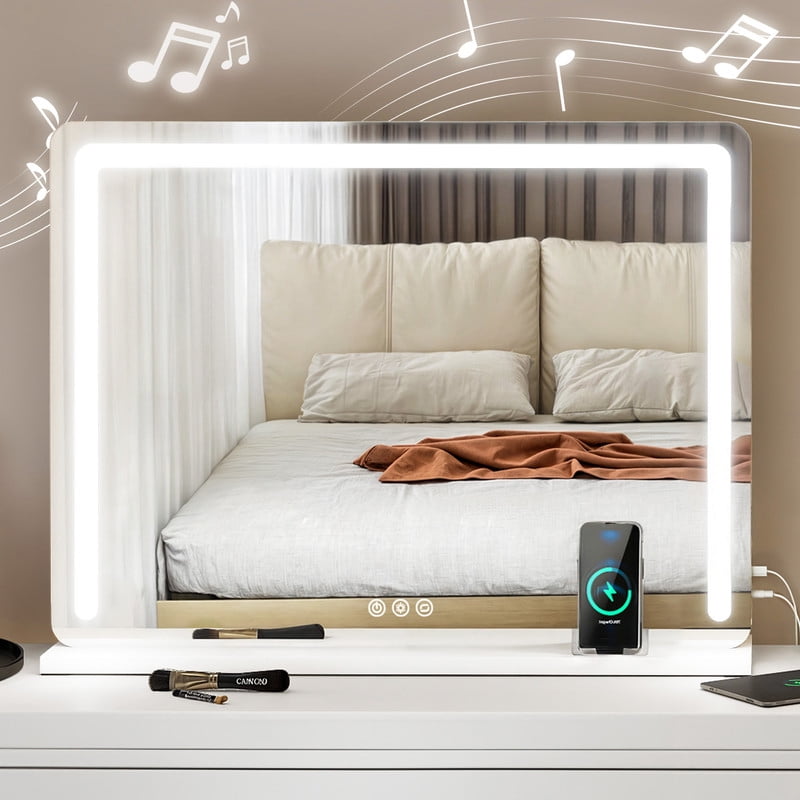 Uforic 32''x24'' Vanity Mirror with LED Lights & USB, Vanity Makeup ...