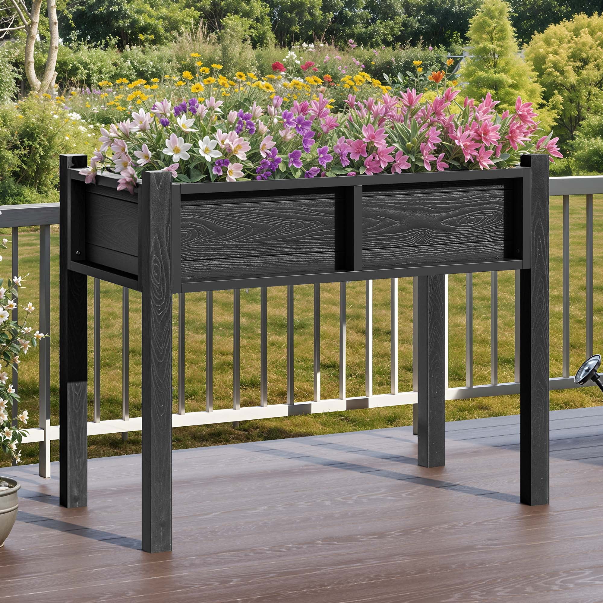 Uforic 34"W HIPS Elevated Planter Box, Weatherproof Raised Garden Bed ...