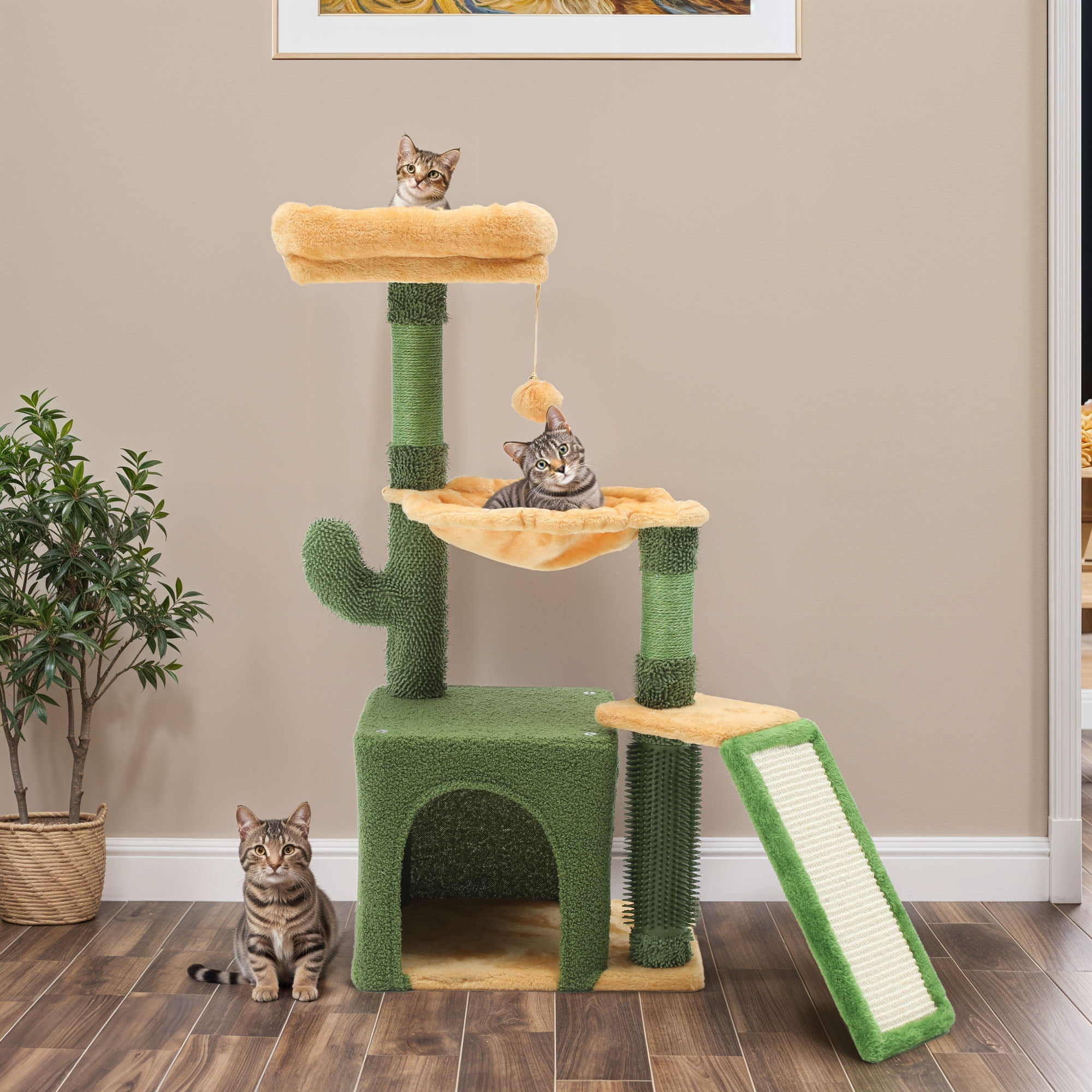 Uforic 37" Cactus Cat Tree Condo, Cat Climbing Tower, with sisal ...