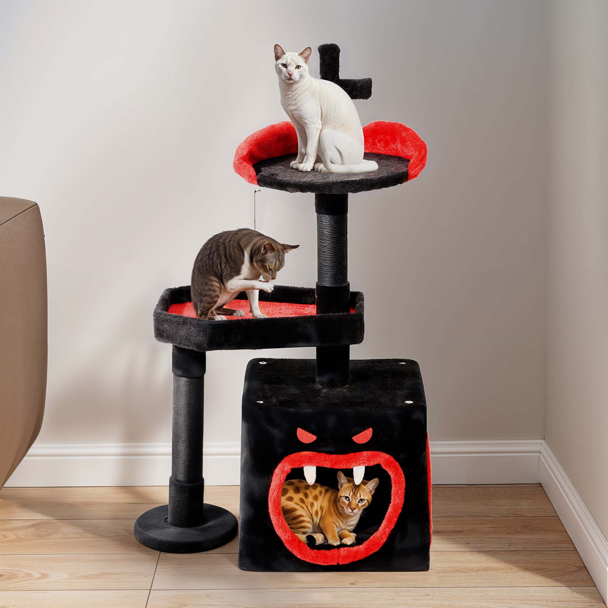 Uforic 38.5" Gothic Cat Tree ,Cat Scratching Posts Tower with Spider ...