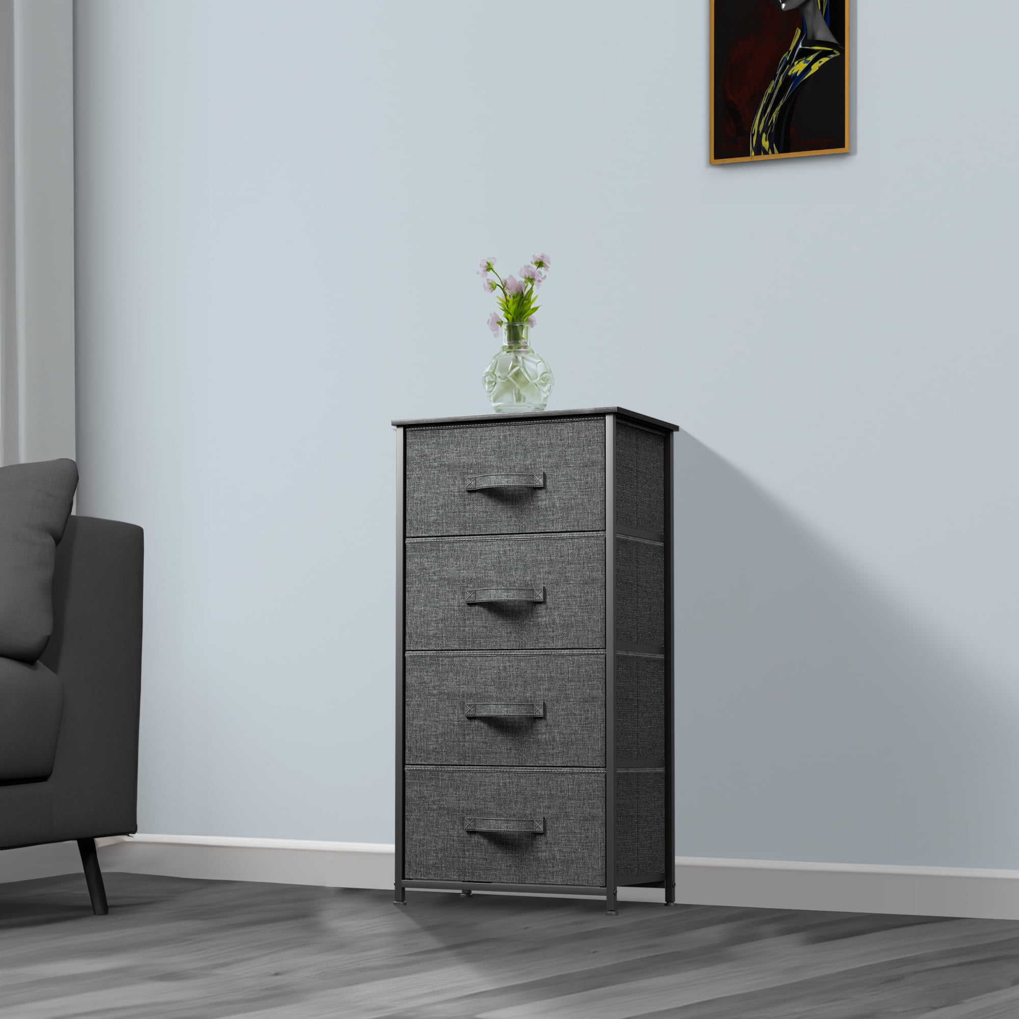 Uforic 4 Drawer Dresser Fabric Chest of Drawers Furniture Storage ...