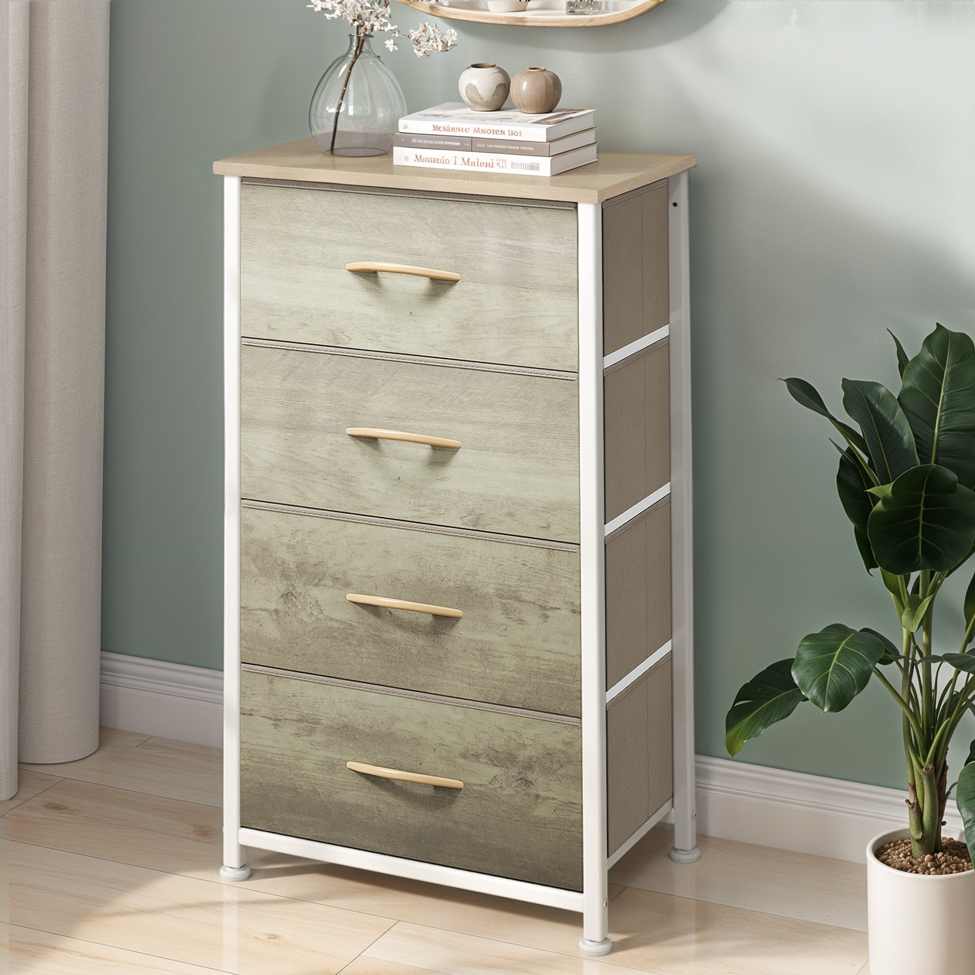 Uforic 4 Drawer Dresser Fabric Chest of Drawers Furniture Storage ...