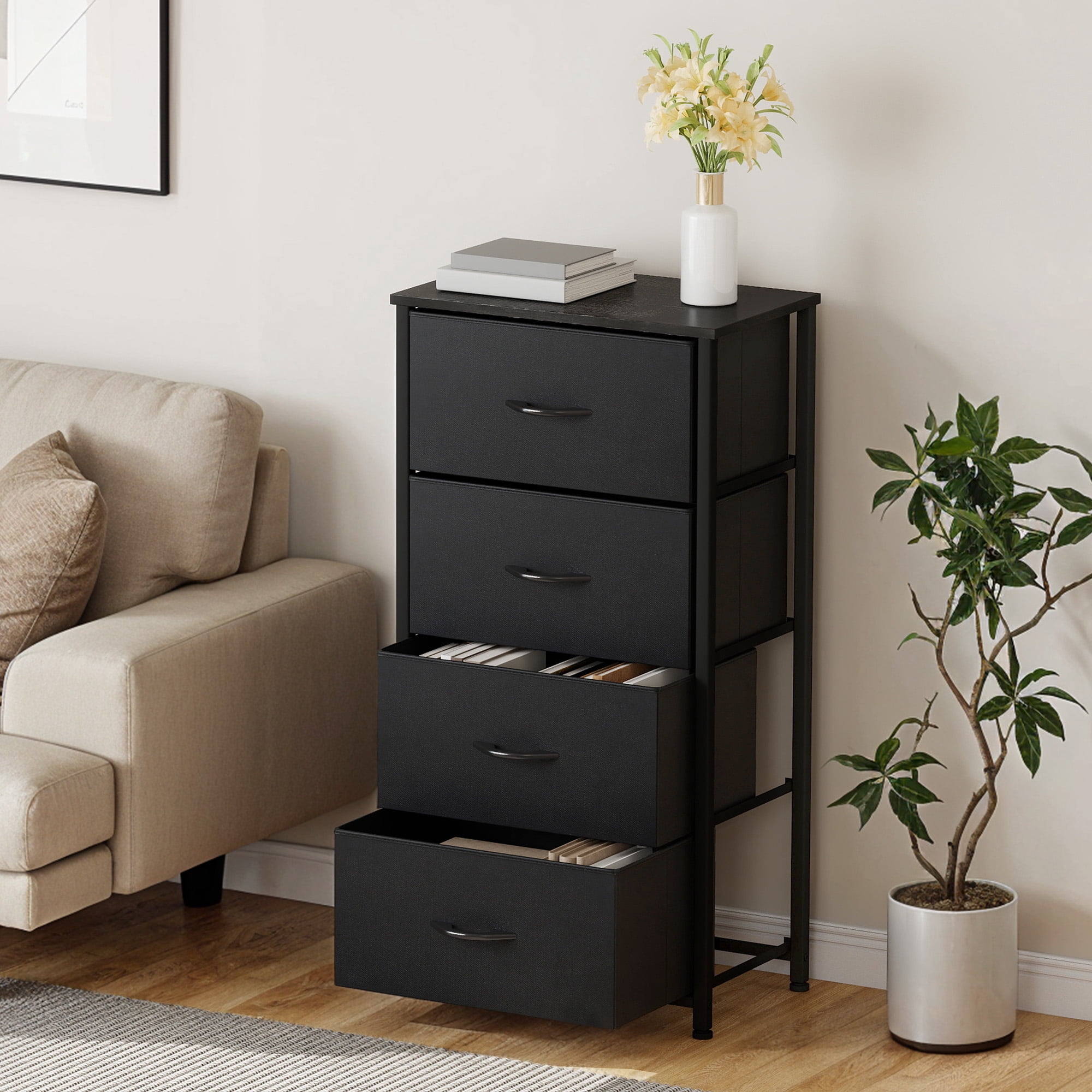 Uforic 4 Storage Dressers with Fabric Dresser Organizer Unit Wide Chest ...