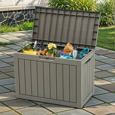 Uforic, Resin Deck Box, 100 Gallon, Lockable Waterproof Outdoor ...