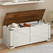 Uforic 39.4" Farmhouse Storage Chest with 4 Wheels, Wooden Storage ...