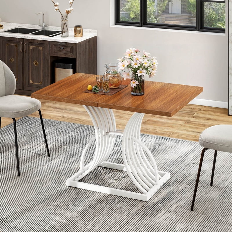 Uforic 47 Inch Dining Table for 4, Elegant Walnut Wood and Metal, Arc ...