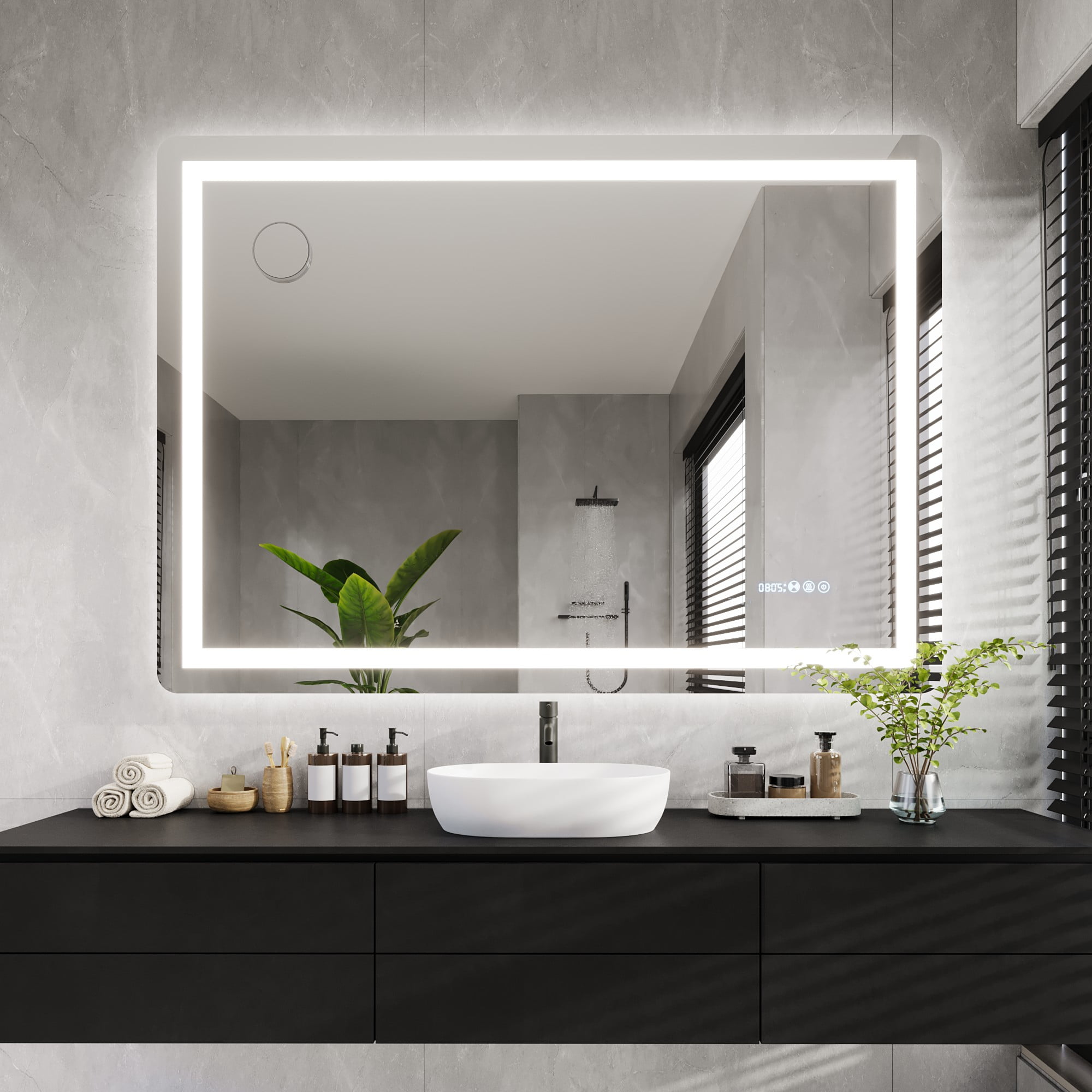 Uforic 48"X32" LED Bathroom Mirror with Front Light and Backlit,3 ...