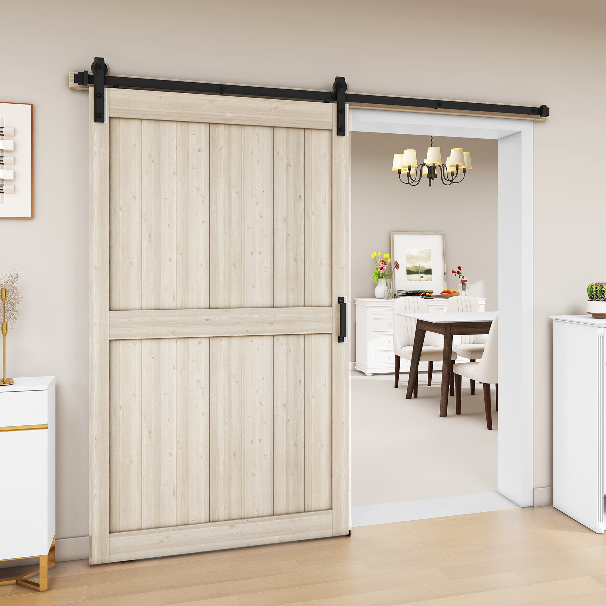 Uforic 48" x 84" Silding Barn Door,with Hardware Kit Rail,and Handle ...