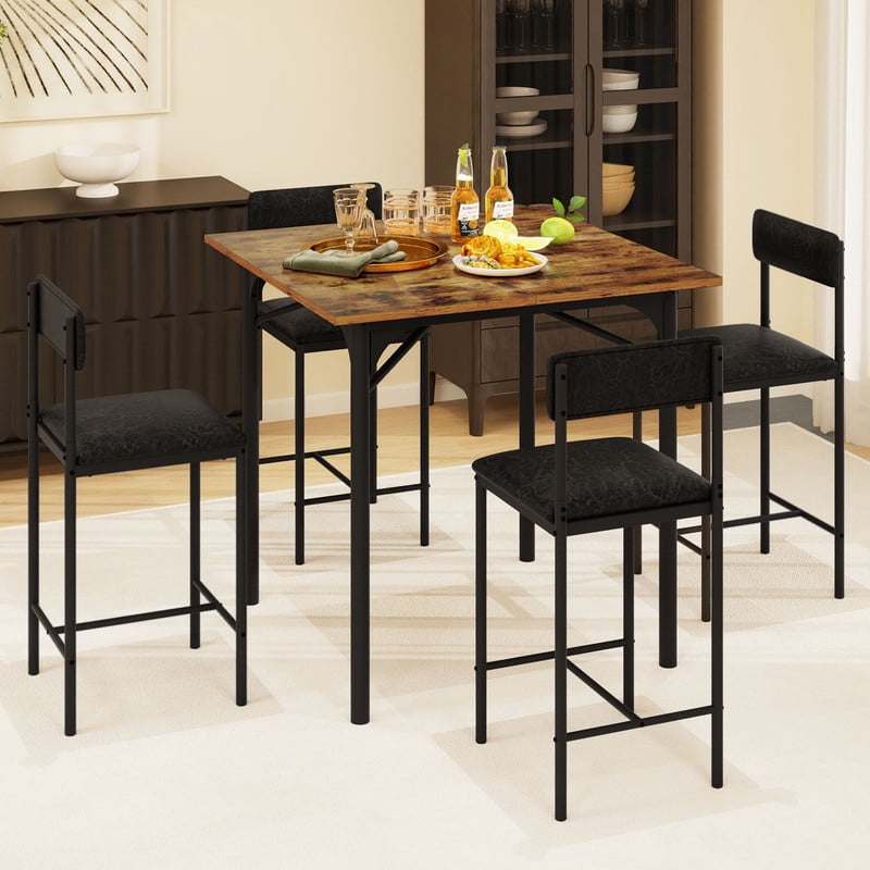 Uforic 5-Piece Height Dining Room Set for 4, Industrial Bar Table and ...
