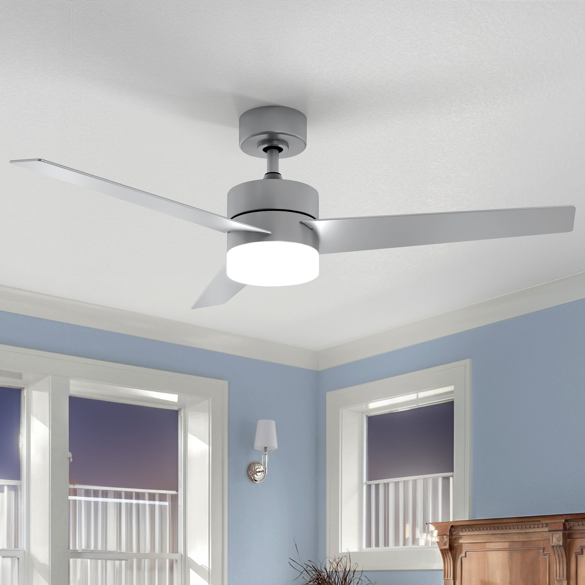 Uforic 52" Modern 3-Blade Ceiling Fan with LED Light, 6-Speed DC Motor ...