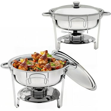 Miumaeov 2.5QT Stainless Steel Round Chafing Dishes Electric Chafing ...