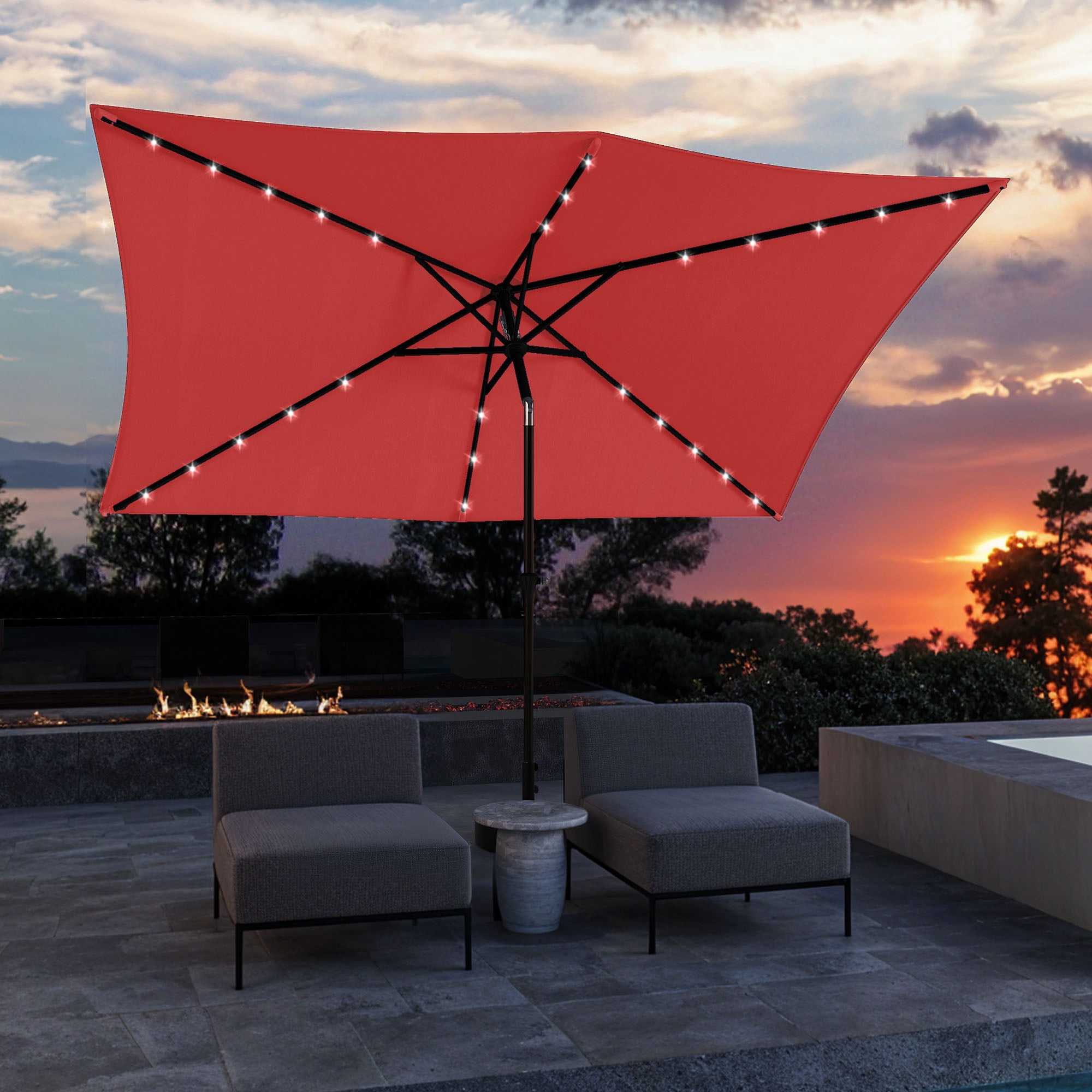 Uforic 6.5' x 10' Patio Umbrellas with 26 LED Lights,Outdoor Portable ...