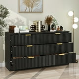 Uforic 6-Drawer Fluted Dresser with Double Anti-Tip Devices, MDF Chest ...