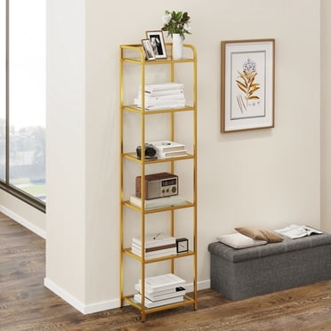 Dextrus 4 Tier Arched Bookshelf and Bookcase, Gold Modern Open Book ...