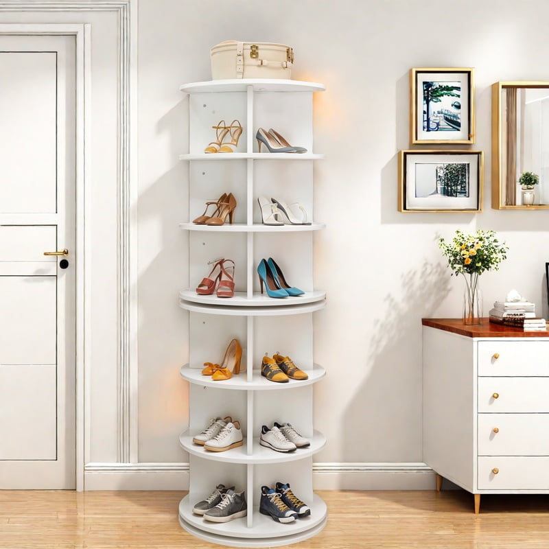 Uforic 6 Tier Rotating Shoe Rack Tower, 360° Spinning Shoe Display Lazy ...